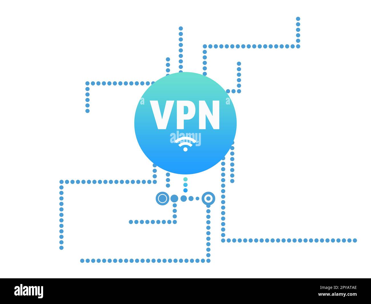 Concept of secure network connection. Acronym VPN on white background ...