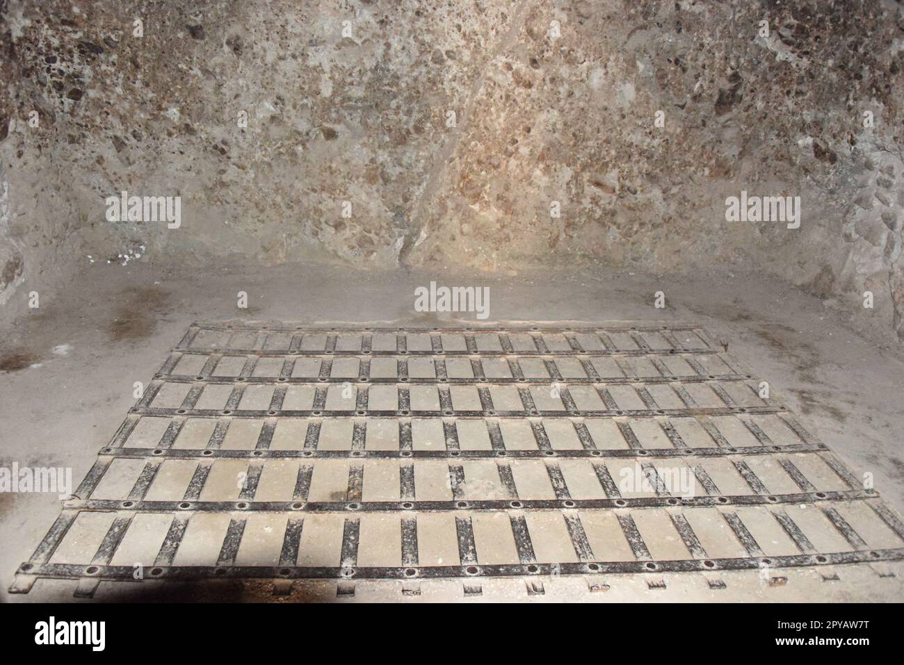 Yuma, AZ. USA. 2/15/2023. Yuma Territorial Prison DARK CELL. Carved out ...