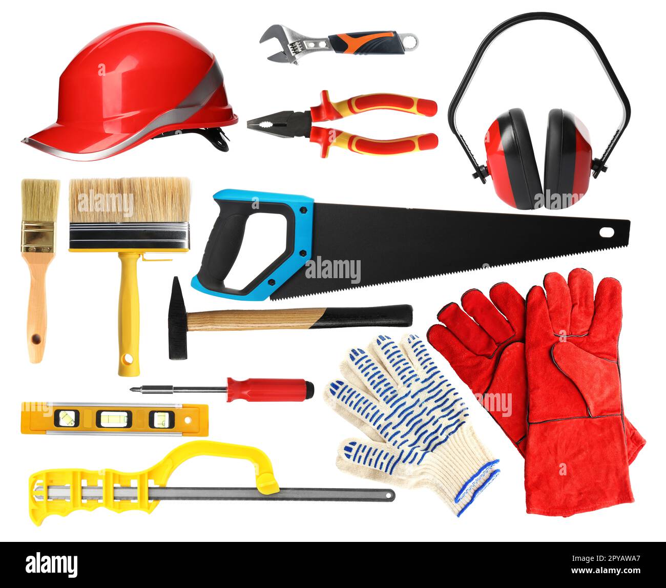 Carpentry construction hardware tools collage Cut Out Stock Images ...