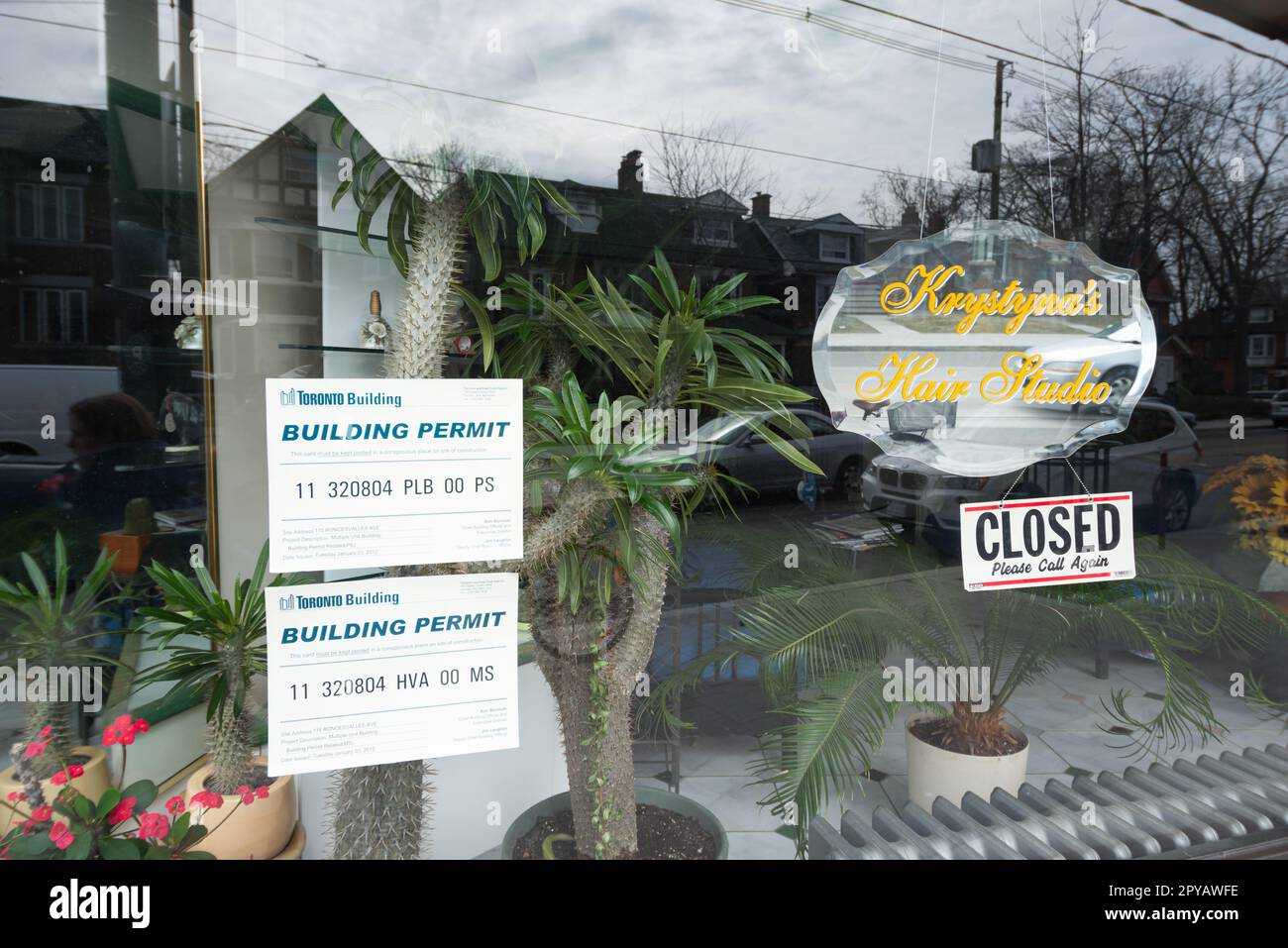 store front window display along Roncesvalles (Toronto, Canada) - Hair ...