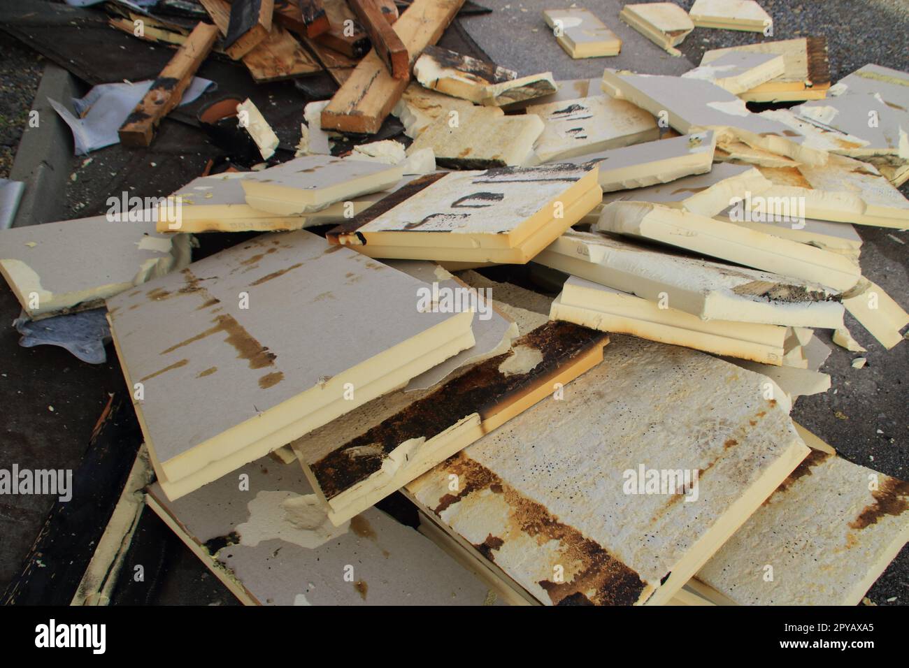 Waste from old insulation material is ready for disposal Stock Photo ...