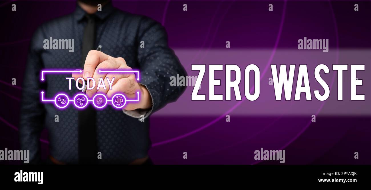 Handwriting text Zero Waste. Business concept industrial responsibility includes composting ...