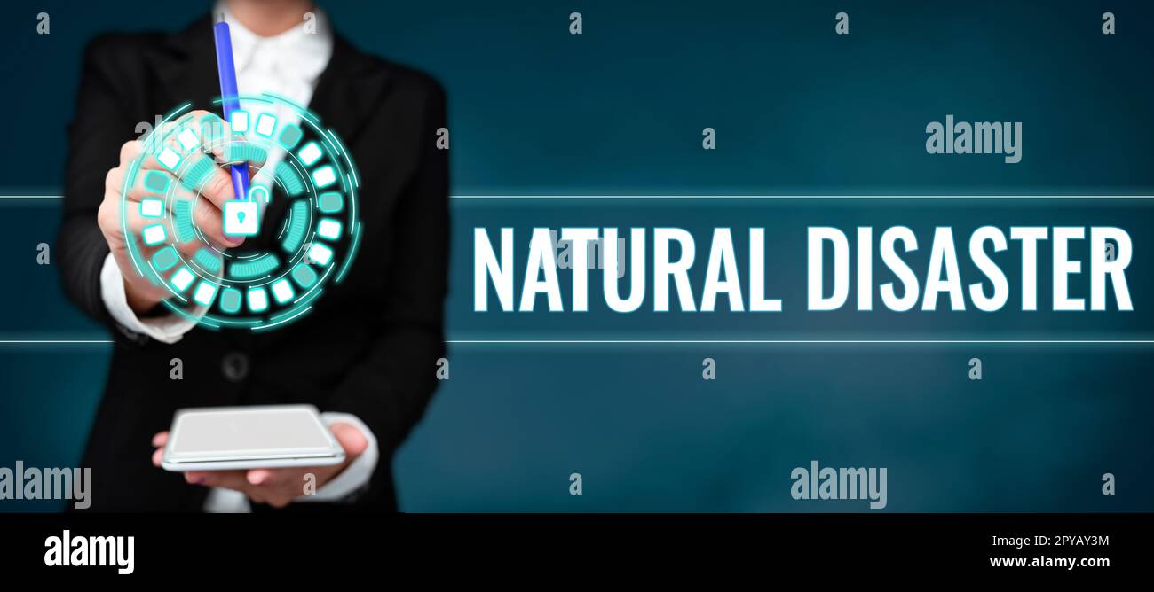 Inspiration showing sign Natural Disaster. Word Written on occurring in ...