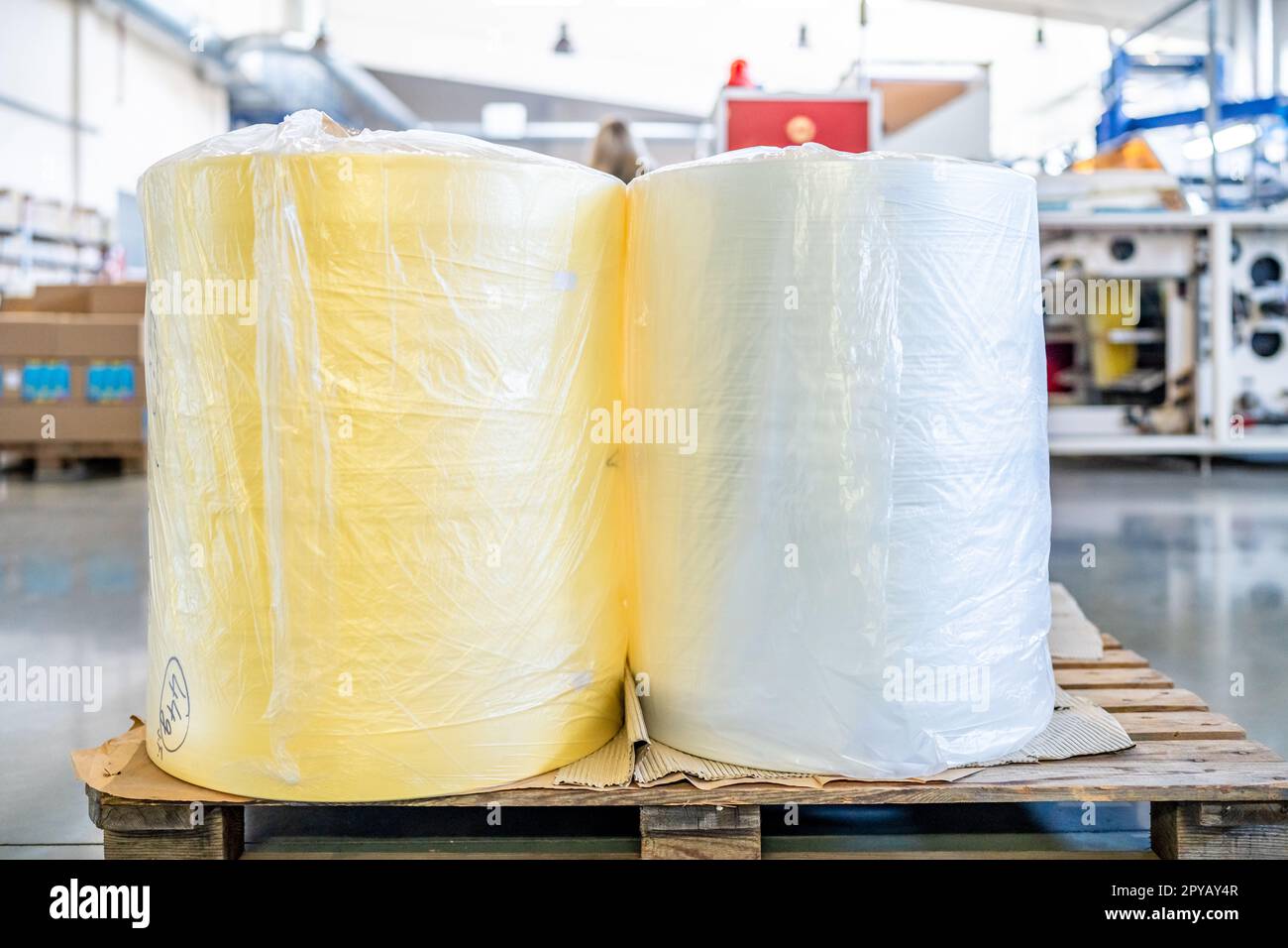 plastic rolls in the warehouse of the factory Stock Photo - Alamy
