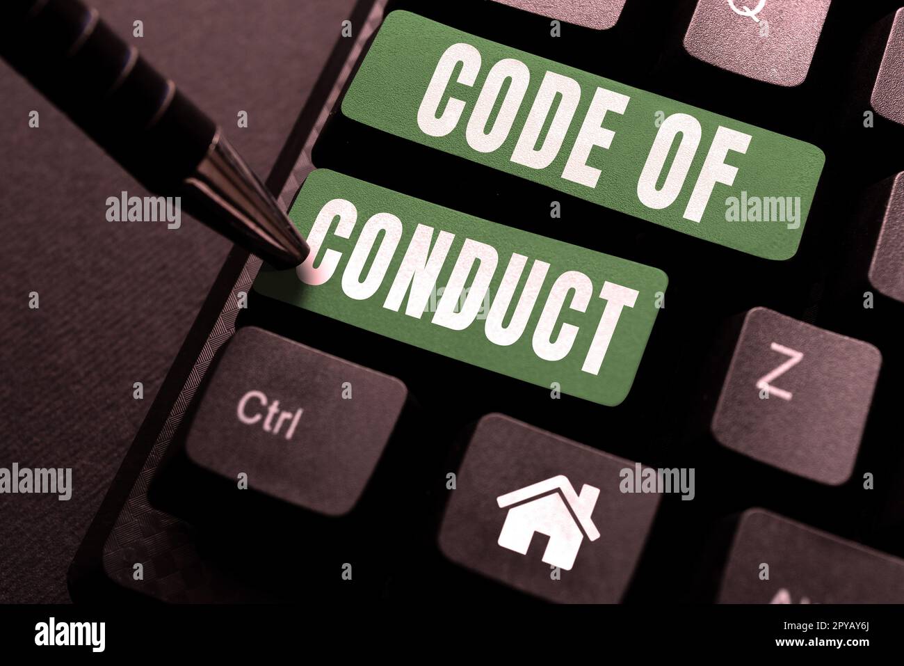 Sign displaying Code Of Conduct. Business approach Ethics rules moral ...