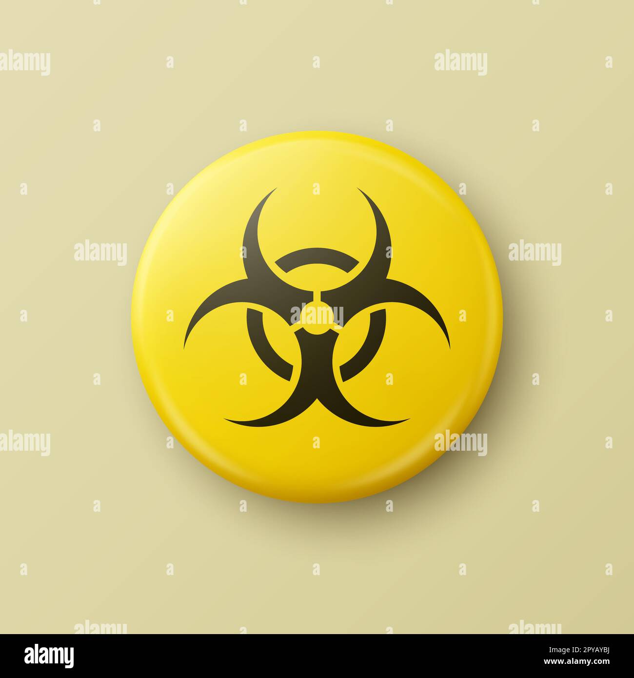 Vector 3d Realistic Round Yellow and Black Warning, Danger, Biohazard ...
