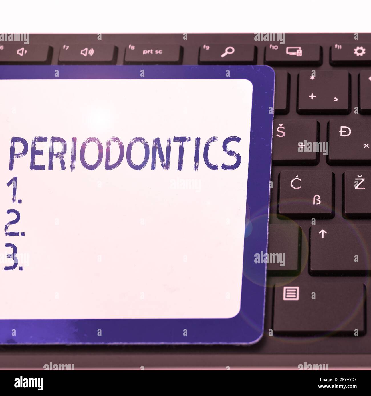 Hand writing sign Periodontics. Concept meaning a branch of dentistry ...
