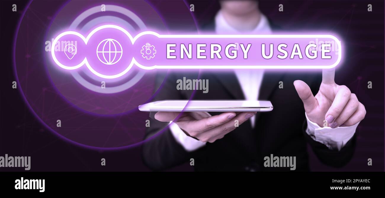 Conceptual display Energy Usage. Business showcase Amount of energy ...