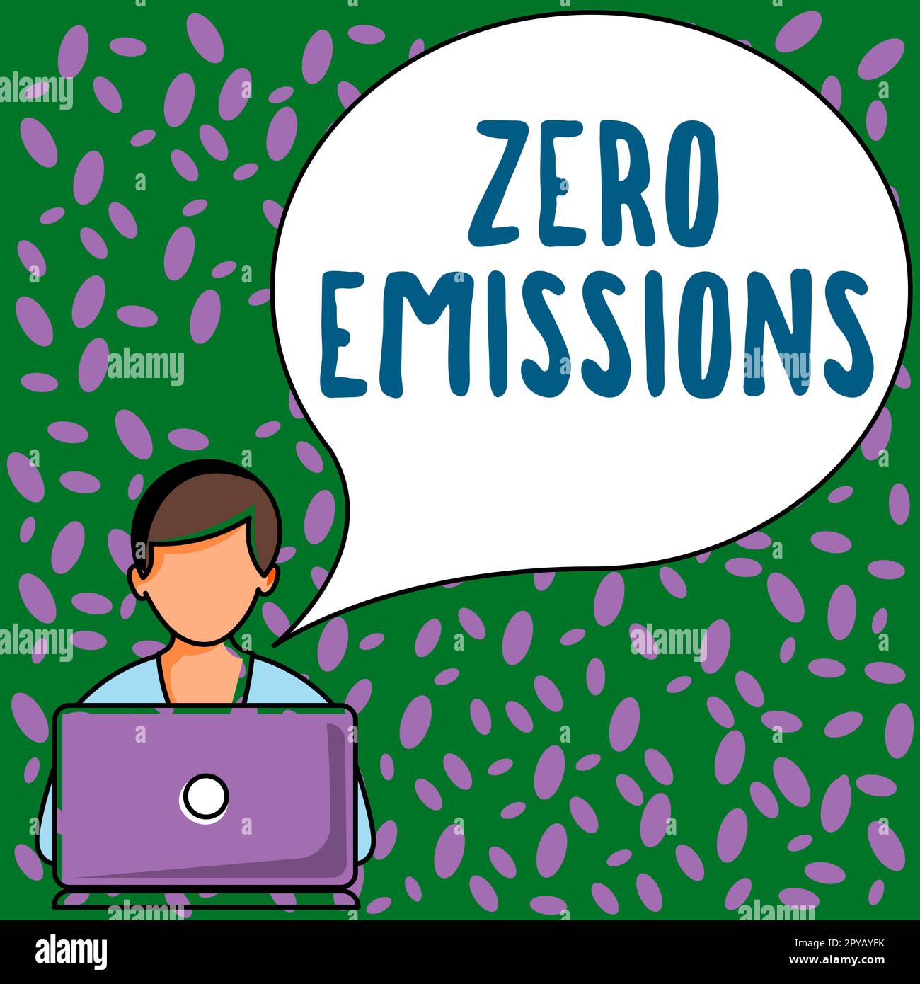 Text caption presenting Zero Emissions. Conceptual photo emits no waste ...