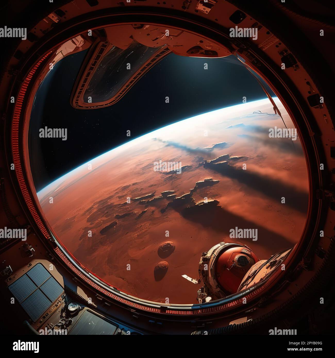 Descending View to the Red Planet Stock Photo - Alamy