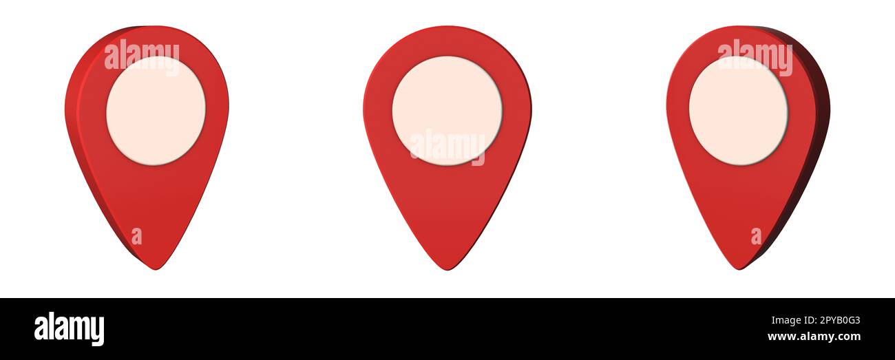 map pin, pointer, transparent background, left, front and right view ...