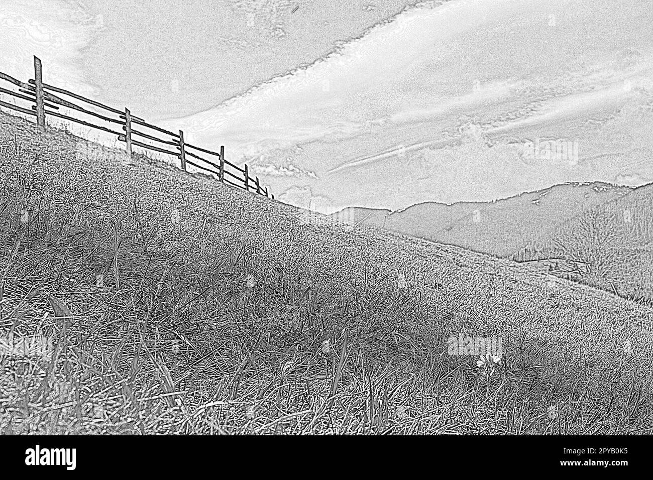 Mountain village drawing Black and White Stock Photos & Images - Alamy