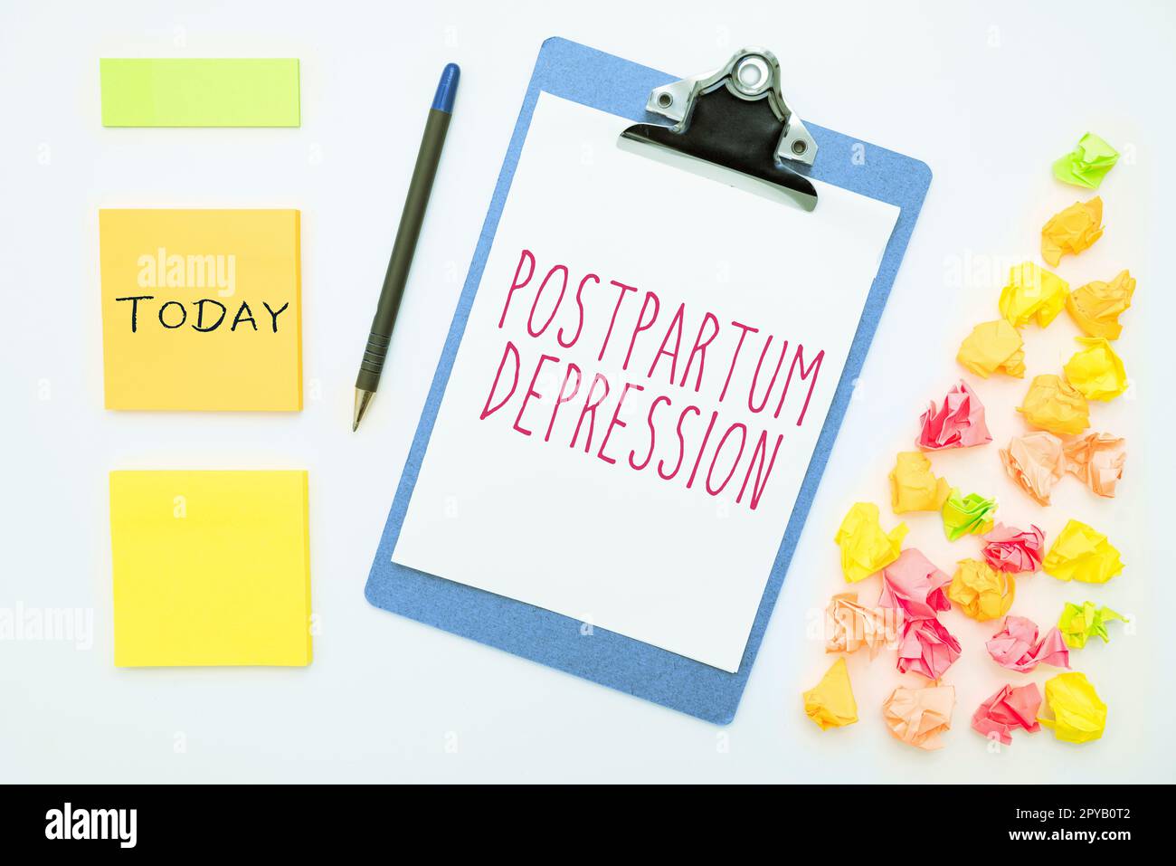 Text caption presenting Postpartum Depression. Word for a mood disorder ...