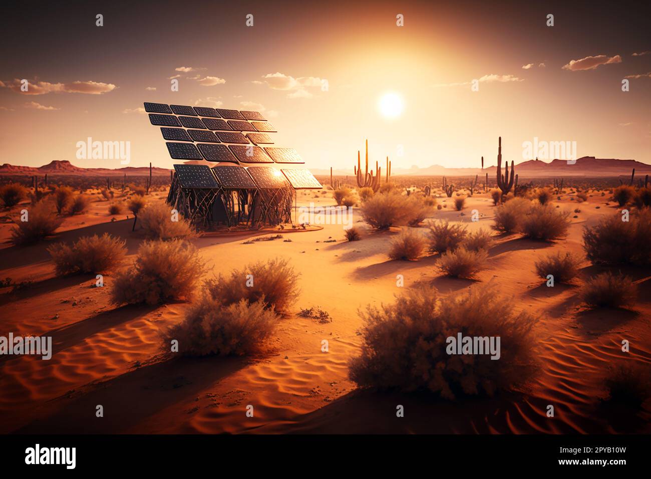 solar panels farm in the desert. AI generativ Stock Photo - Alamy