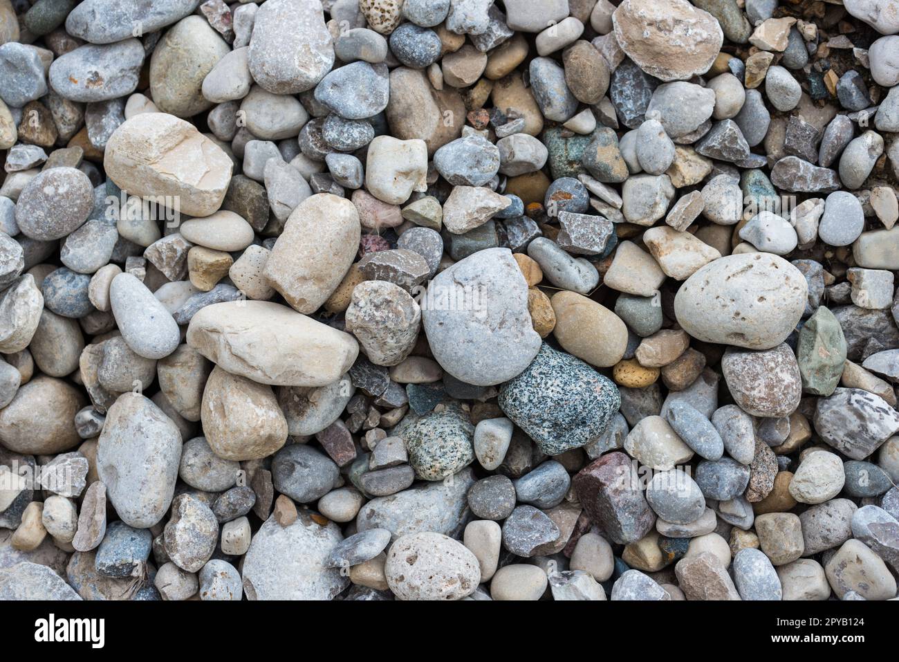 smooth rocks on a beach taken from a top-down perspective Stock Photo ...