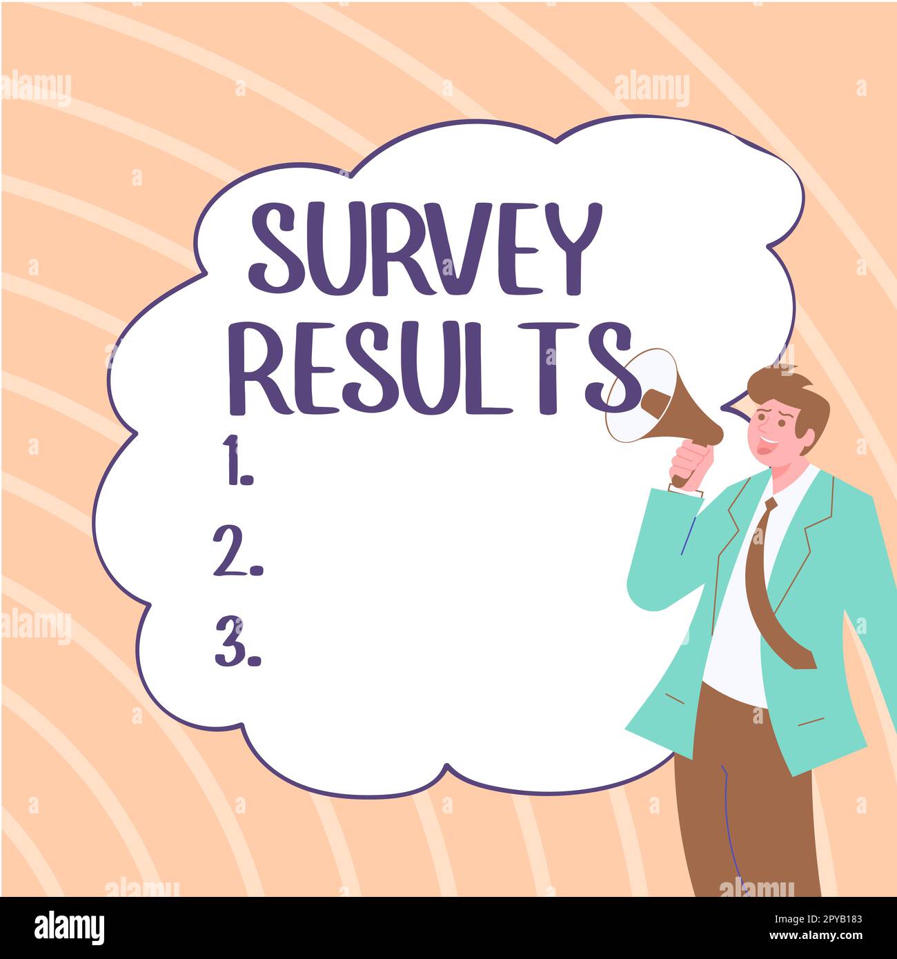 Text caption presenting Survey Results. Concept meaning result of ...