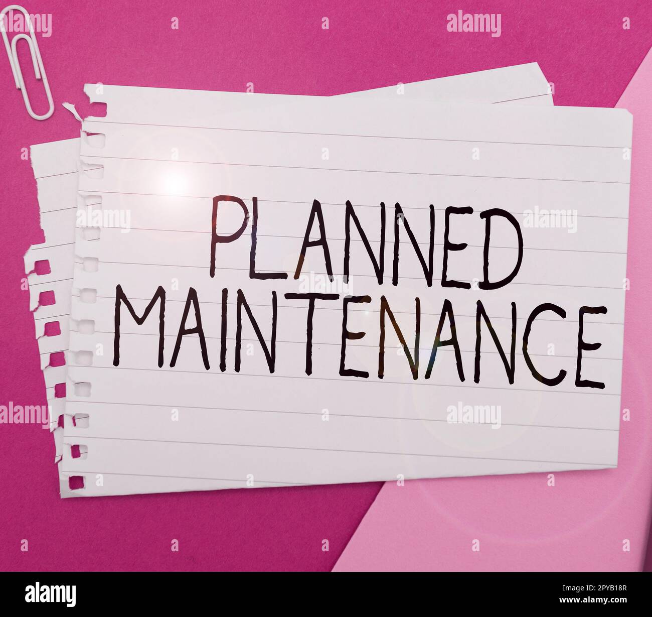 Text caption presenting Planned Maintenance. Concept meaning Check ups ...