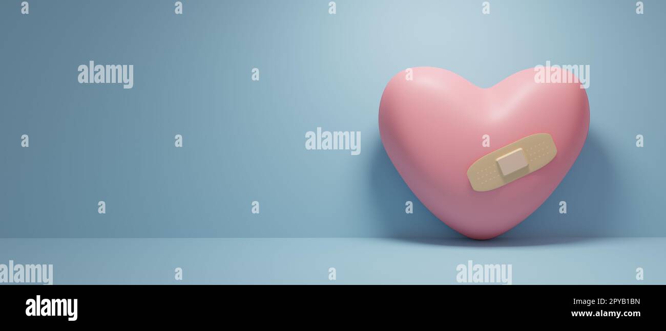 3D rendering/3D illustration, miniature style wounded heart with ...