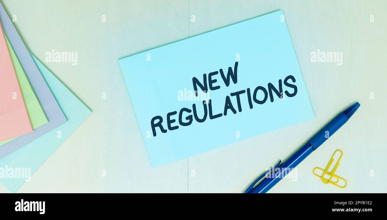 Writing displaying text New Regulations. Business concept Regulation ...