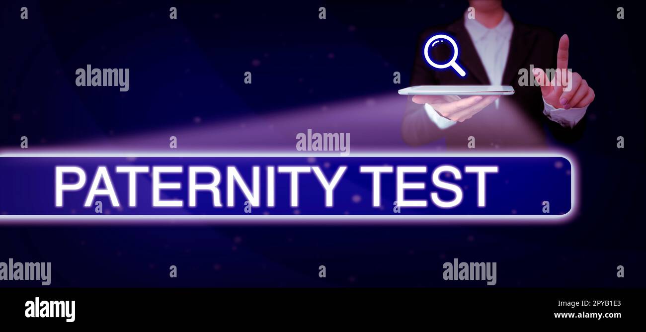 Text sign showing Paternity Test. Word Written on a test of DNA to ...