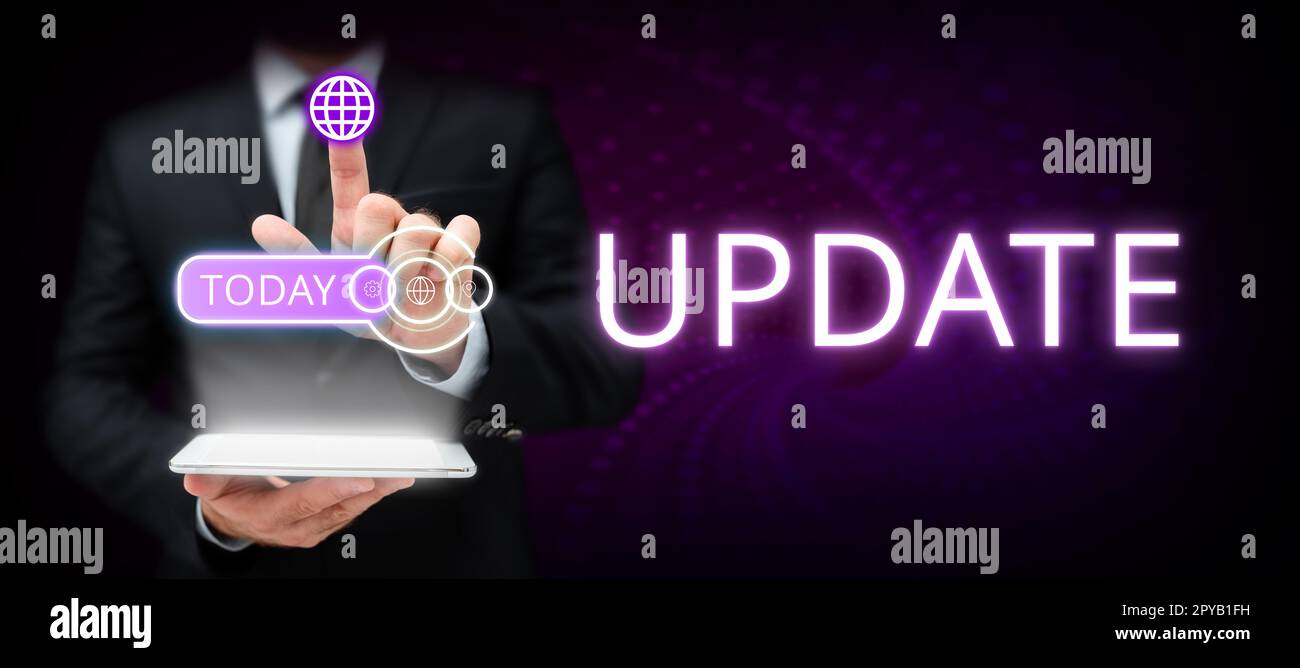 Inspiration showing sign Update. Concept meaning Up to date Make ...