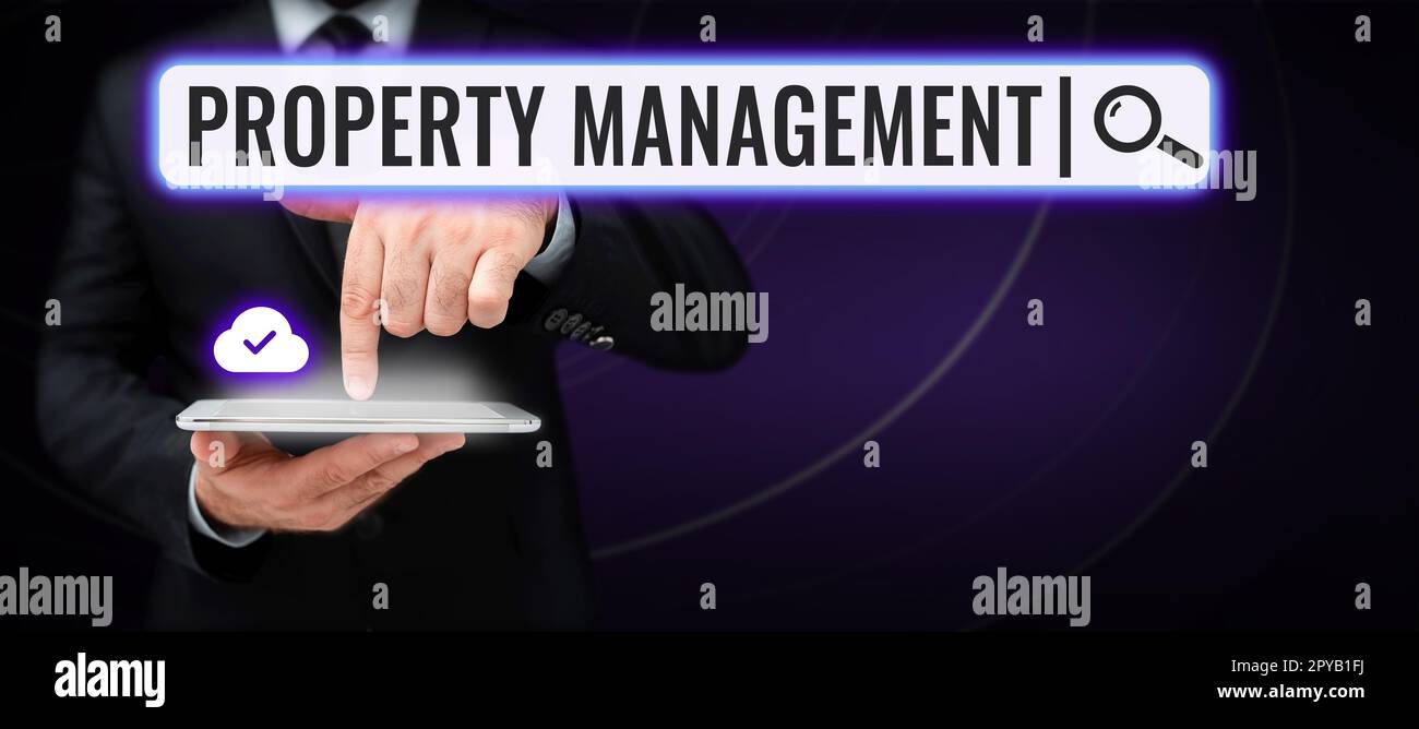 Text caption presenting Property Management. Concept meaning Overseeing ...