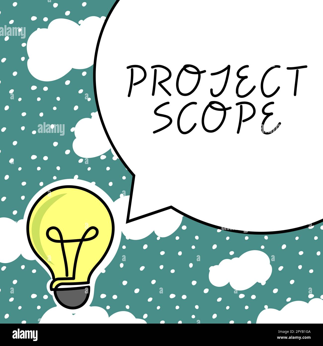 Conceptual caption Project Scope. Word Written on evaluation of work ...