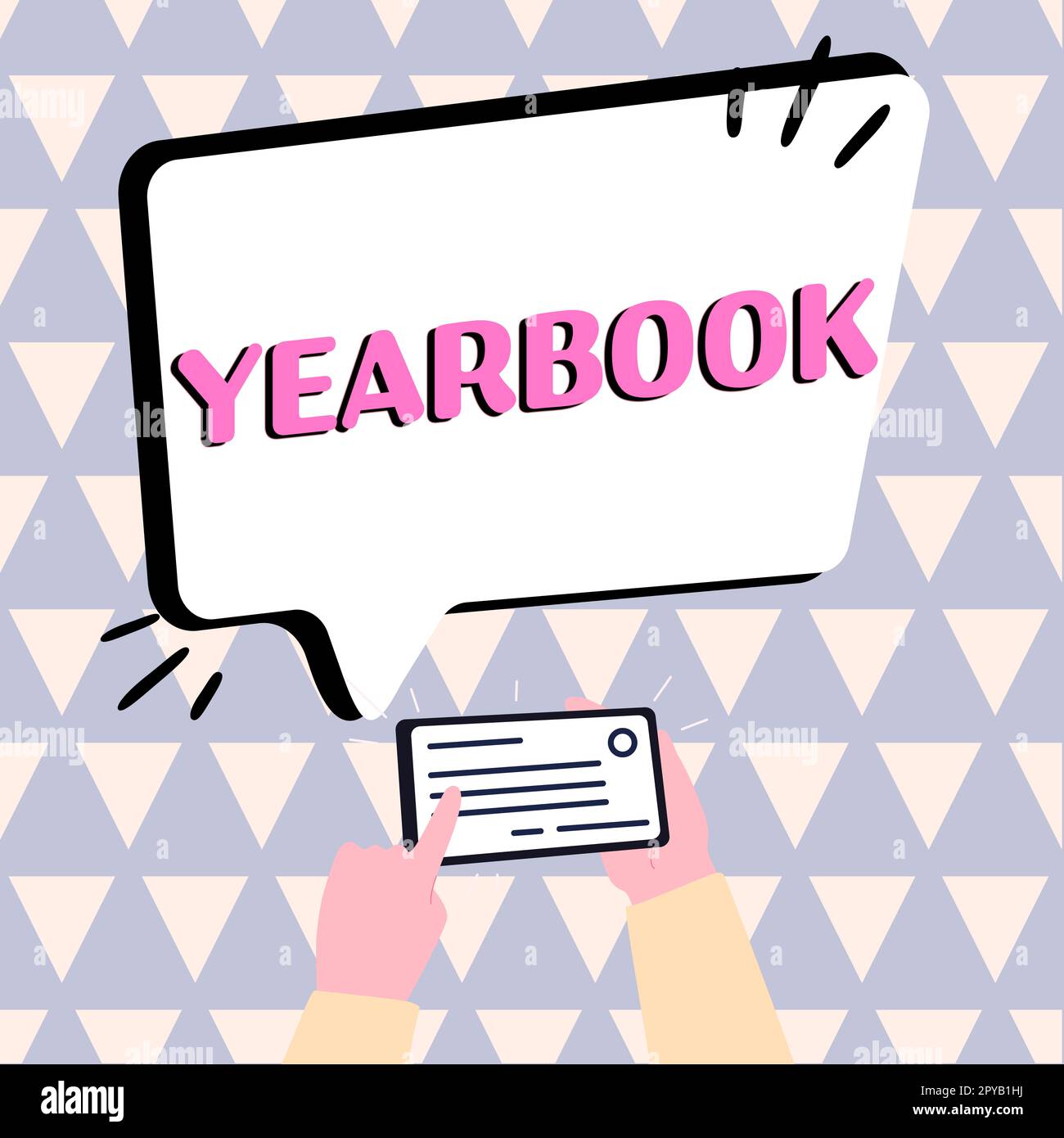 Hand writing sign Yearbook. Word Written on publication compiled by ...