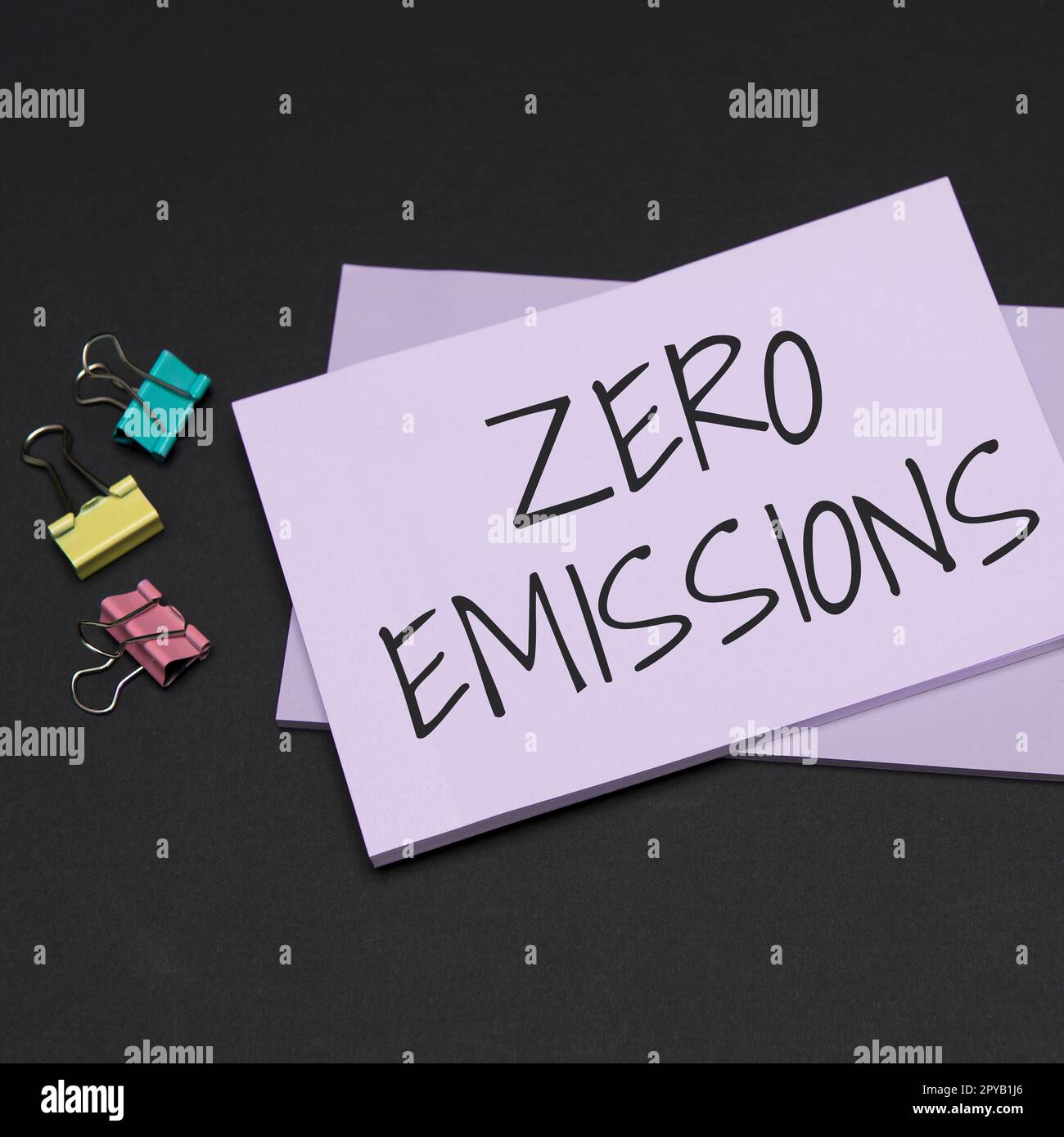 Hand writing sign Zero Emissions. Word Written on emits no waste ...