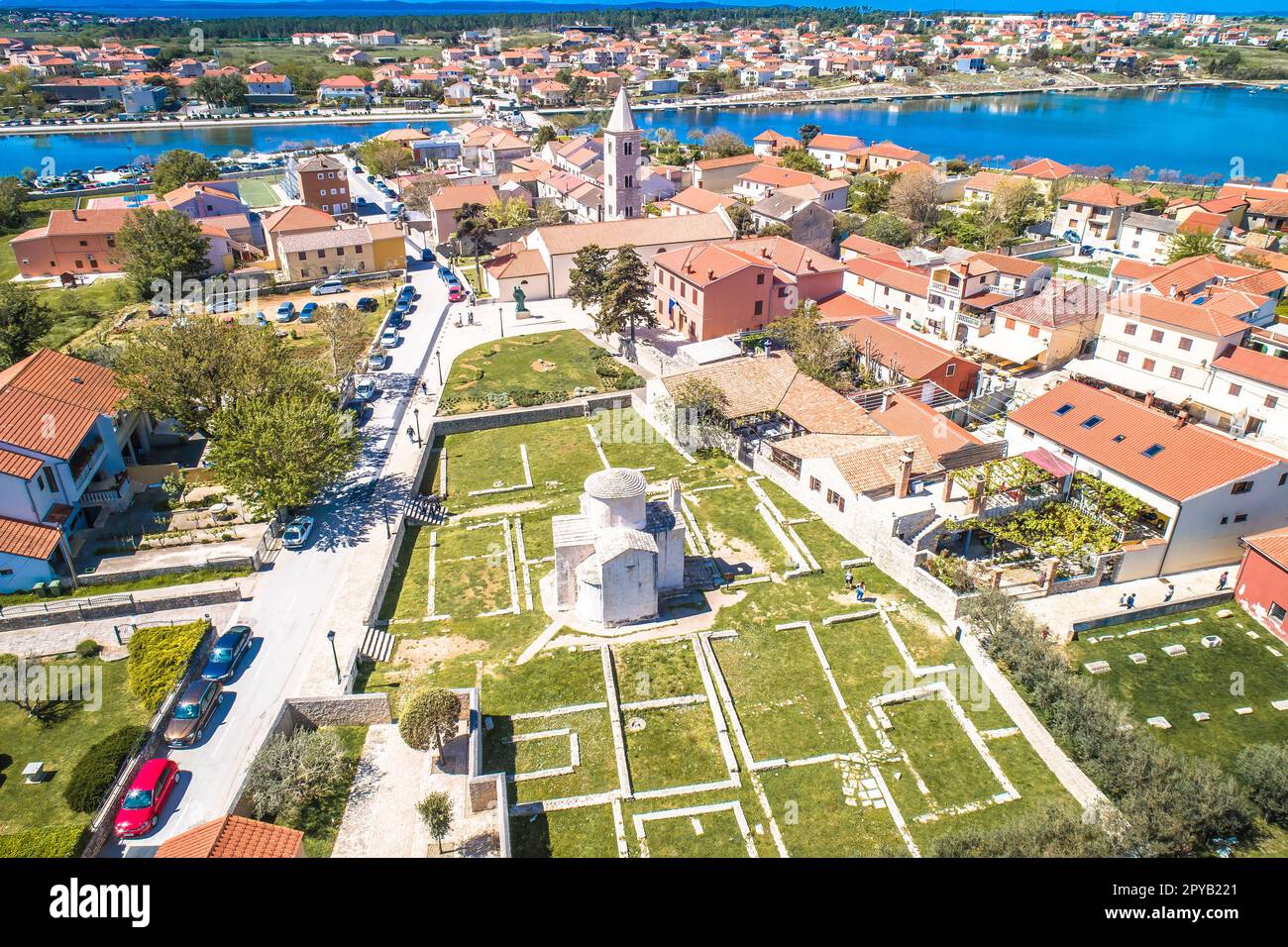 Historic town of Nin aerial panoramic view Stock Photo - Alamy