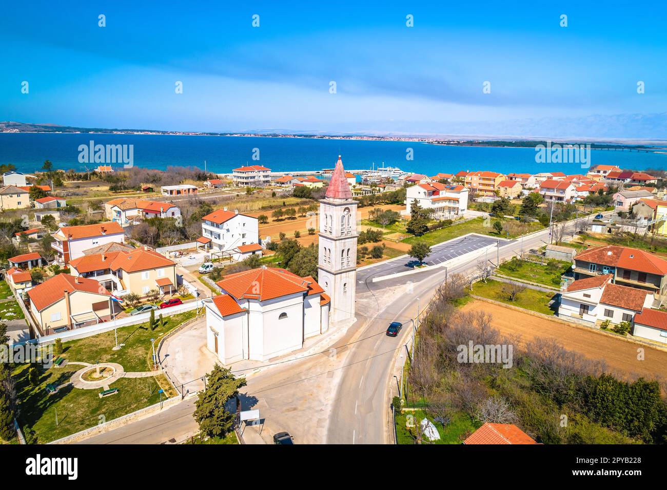 Coastal village of Privlaka aerial view Stock Photo - Alamy
