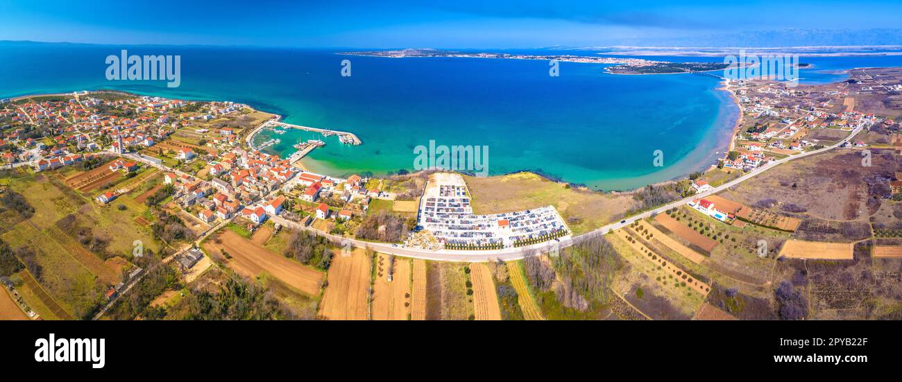 Privlaka village and Vir island aerial panoramic view Stock Photo - Alamy