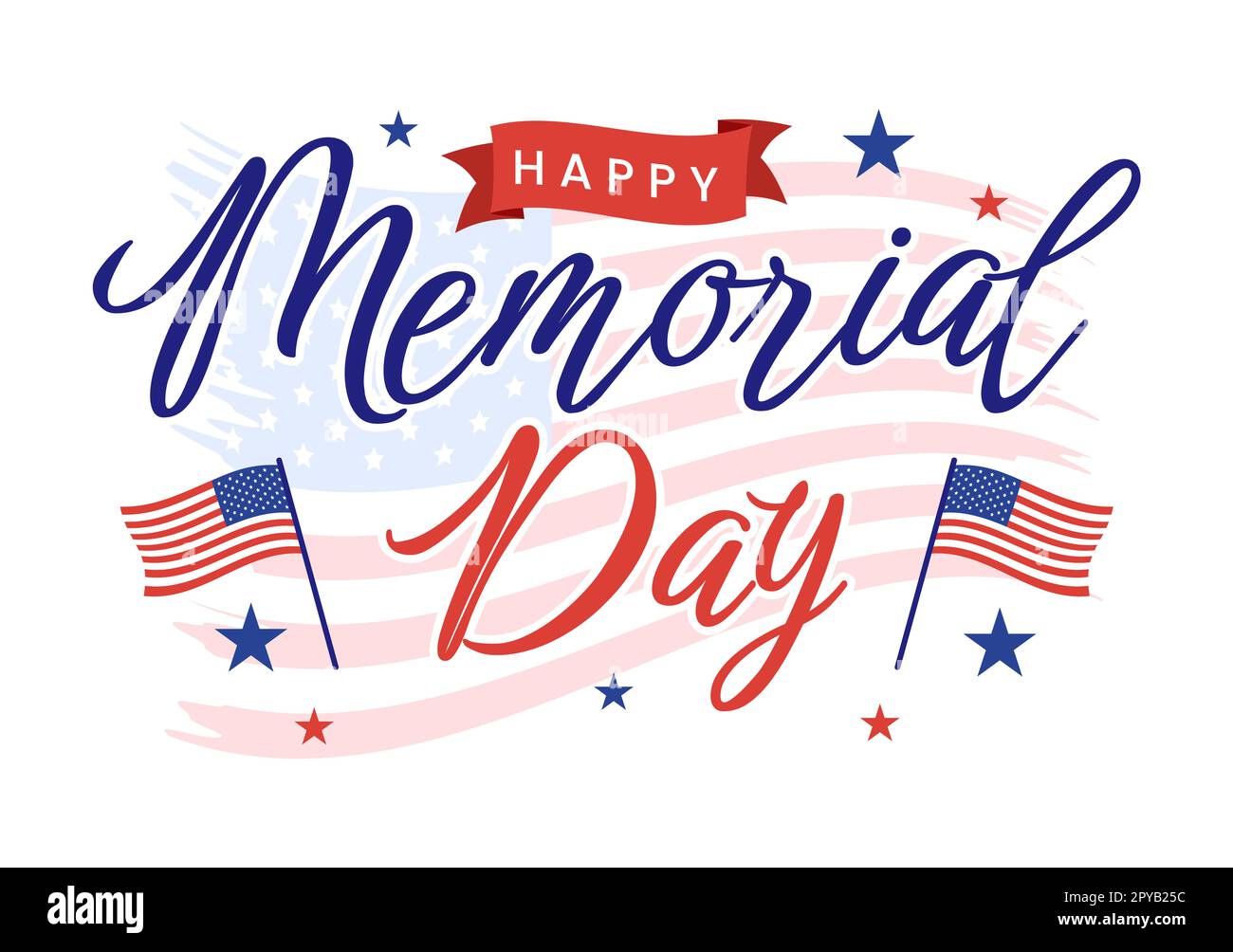 Memorial Day Illustration with American Flag, Remember and Honor to ...