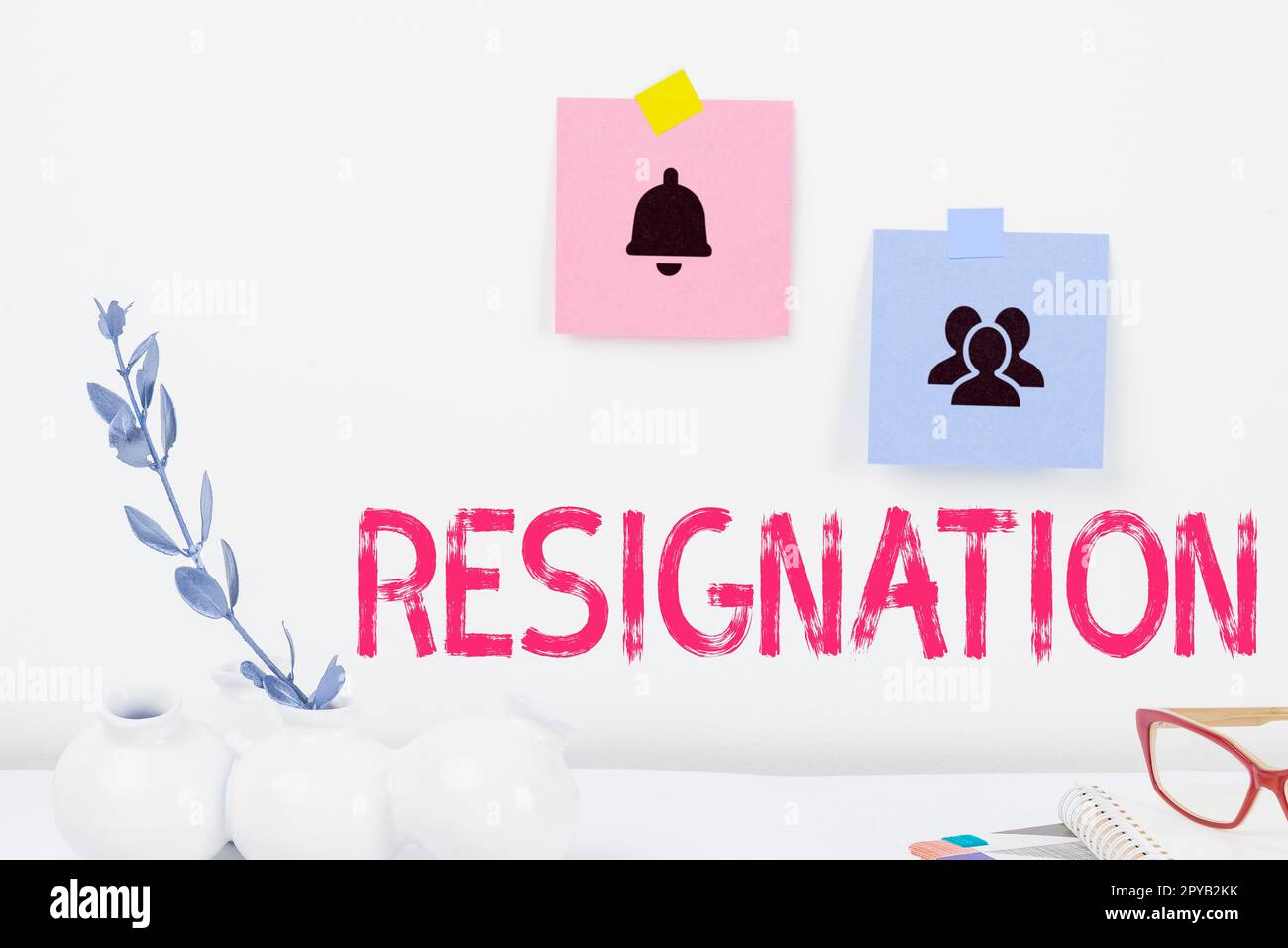 Text caption presenting Resignation. Business approach act of giving up ...
