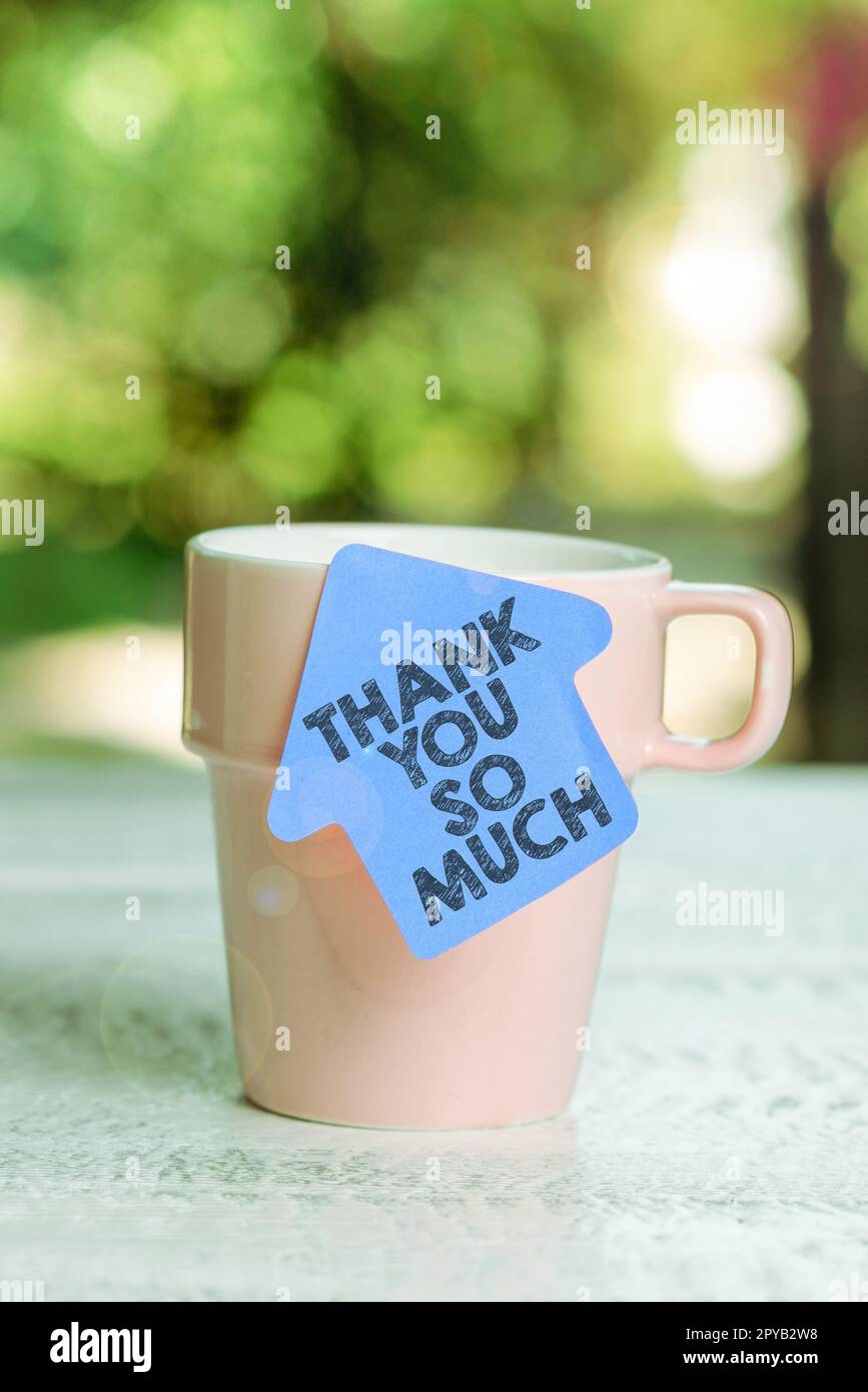 Writing displaying text Thank You So Much. Business idea Expression of Gratitude Greetings of ...