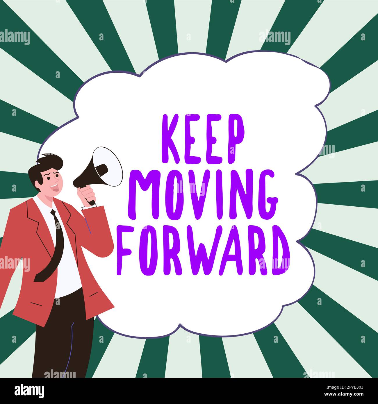 Text caption presenting Keep Moving Forward. Business idea invitation ...