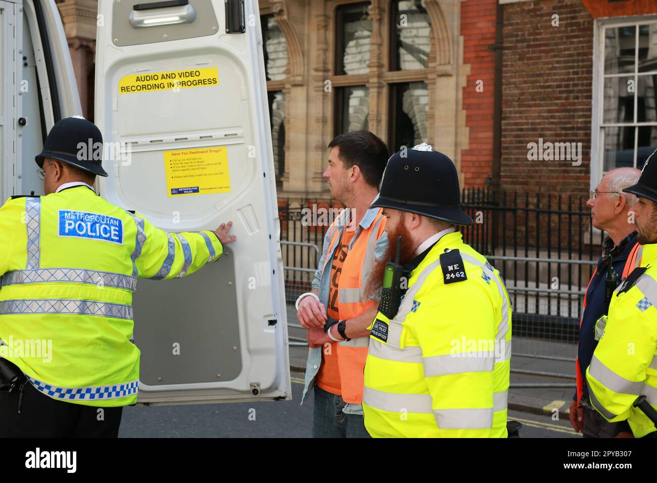 London, UK. 03 May 2023. Just Stop Oil Protest. Police arrest Just Stop ...