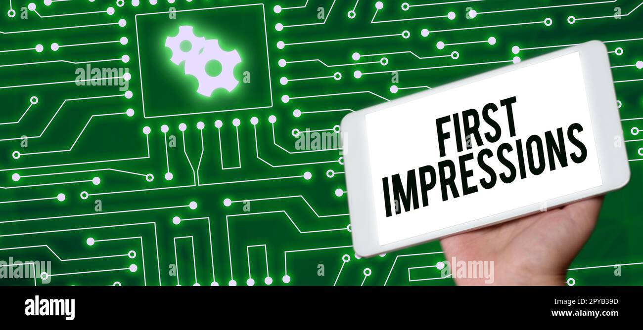 Text sign showing First Impressions. Conceptual photo What a person ...