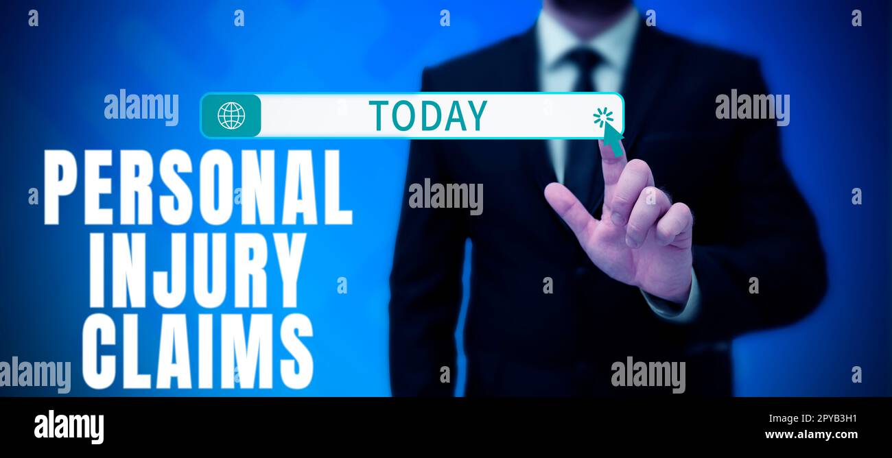 Hand writing sign Personal Injury Claims. Business overview being hurt ...