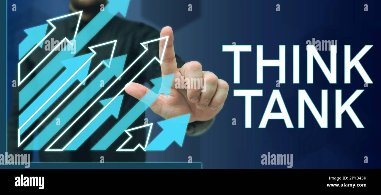 Hand writing sign Think Tank. Business showcase Thinking of Innovative ...