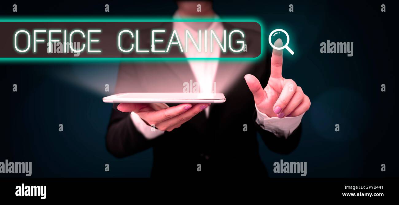Conceptual caption Office Cleaning. Internet Concept the action or ...