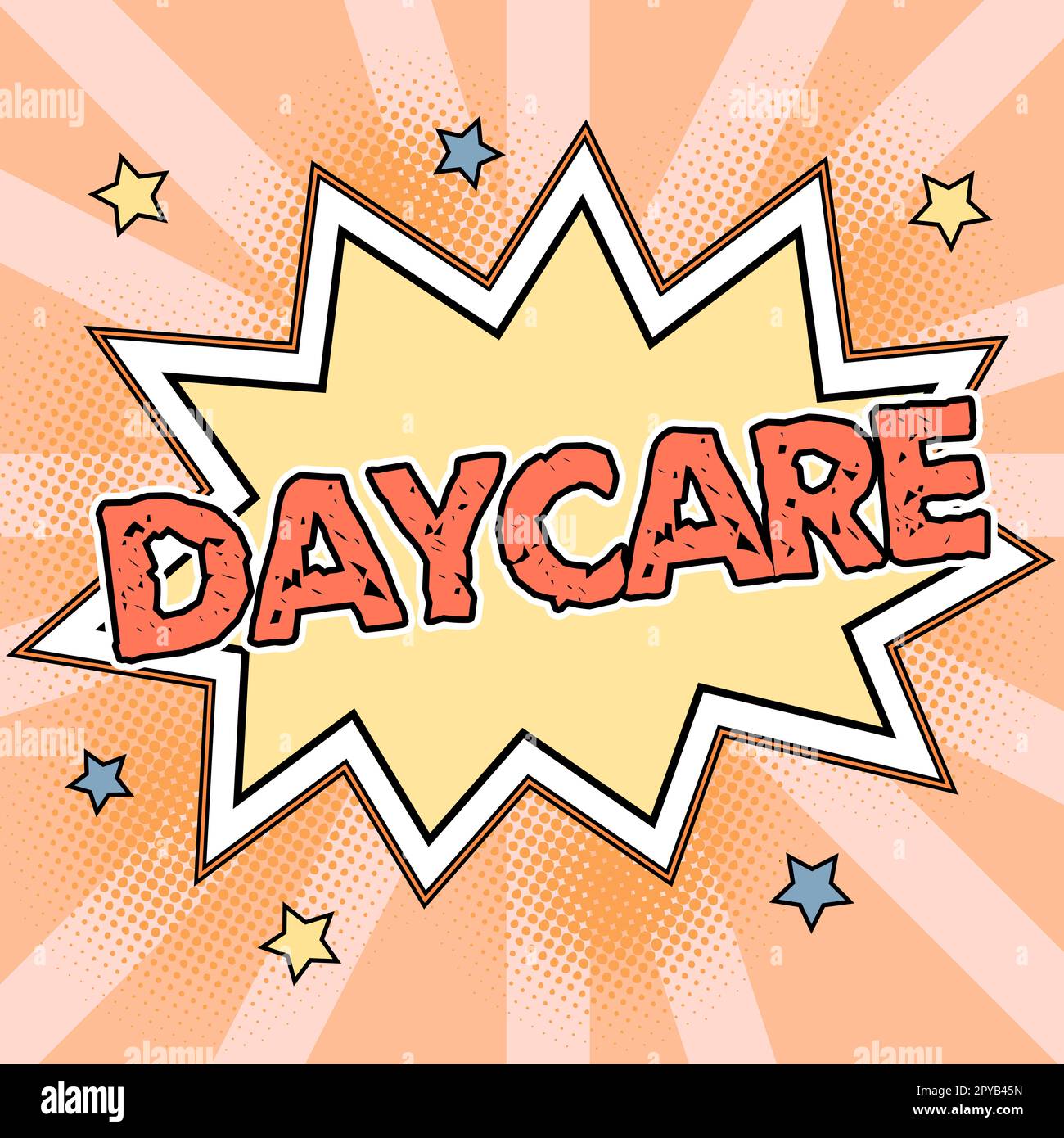 Sign displaying Daycare. Concept meaning offering care to preschool ...