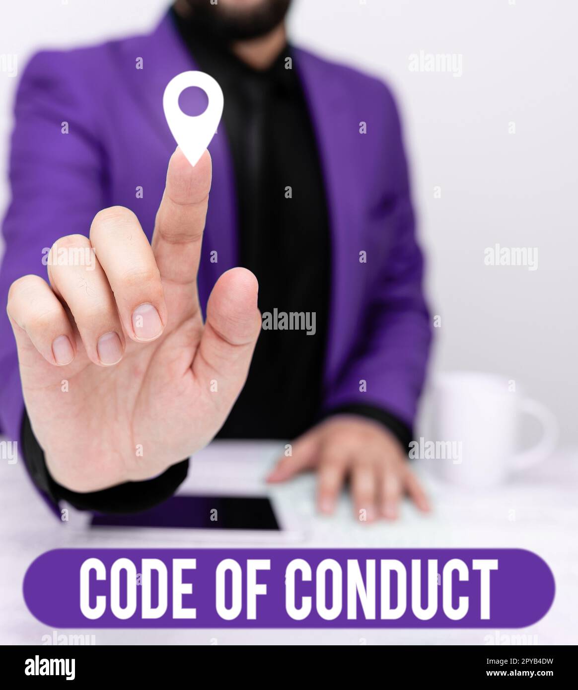 Text Caption Presenting Code Of Conduct Word For Ethics Rules Moral
