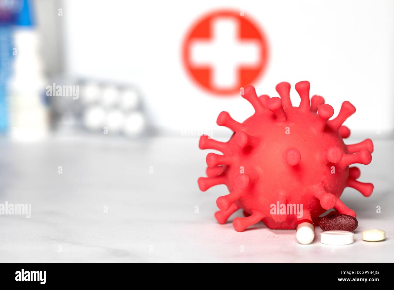 Medicine. vaccine,Flu virus cell with medication on white background ...