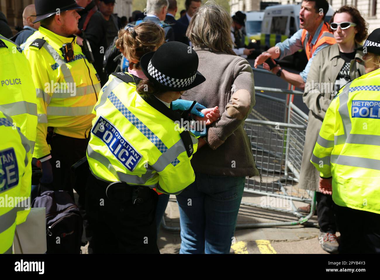 London, UK. 03 May 2023. Just Stop Oil Protest. Police arrest Just Stop ...