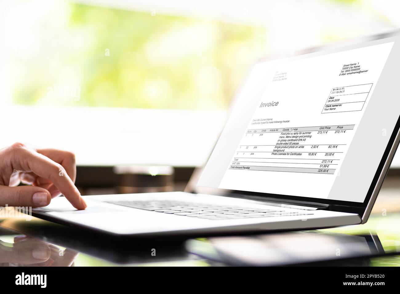 Accountant Calculating Electronic Invoice Or E Bill Stock Photo - Alamy