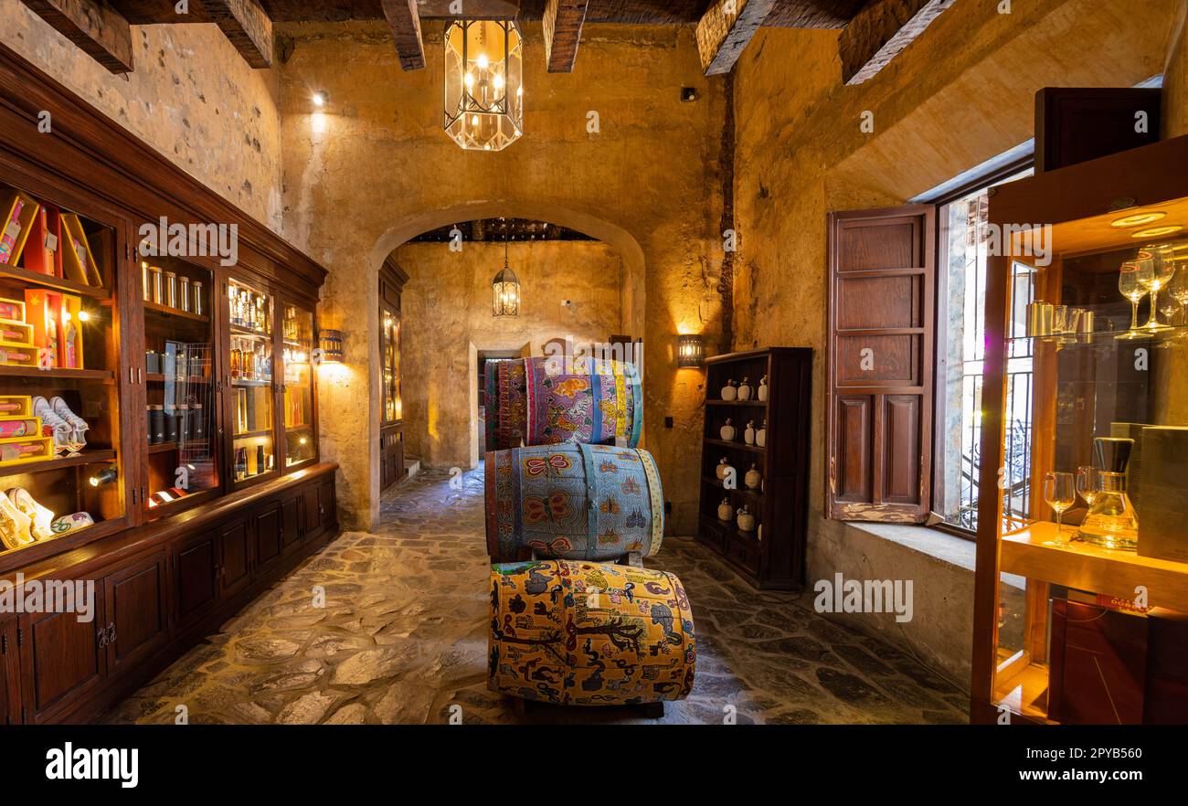 Mexico, APR 23 2023 - Interior view of the Maestros Tequileros Stock ...
