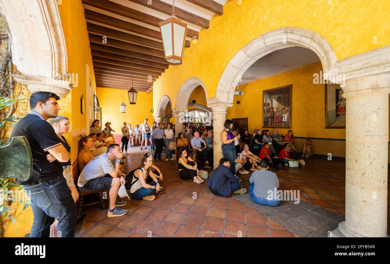 Mexico, APR 23 2023 - Exterior view of the Fabrica la rojena Distillery ...