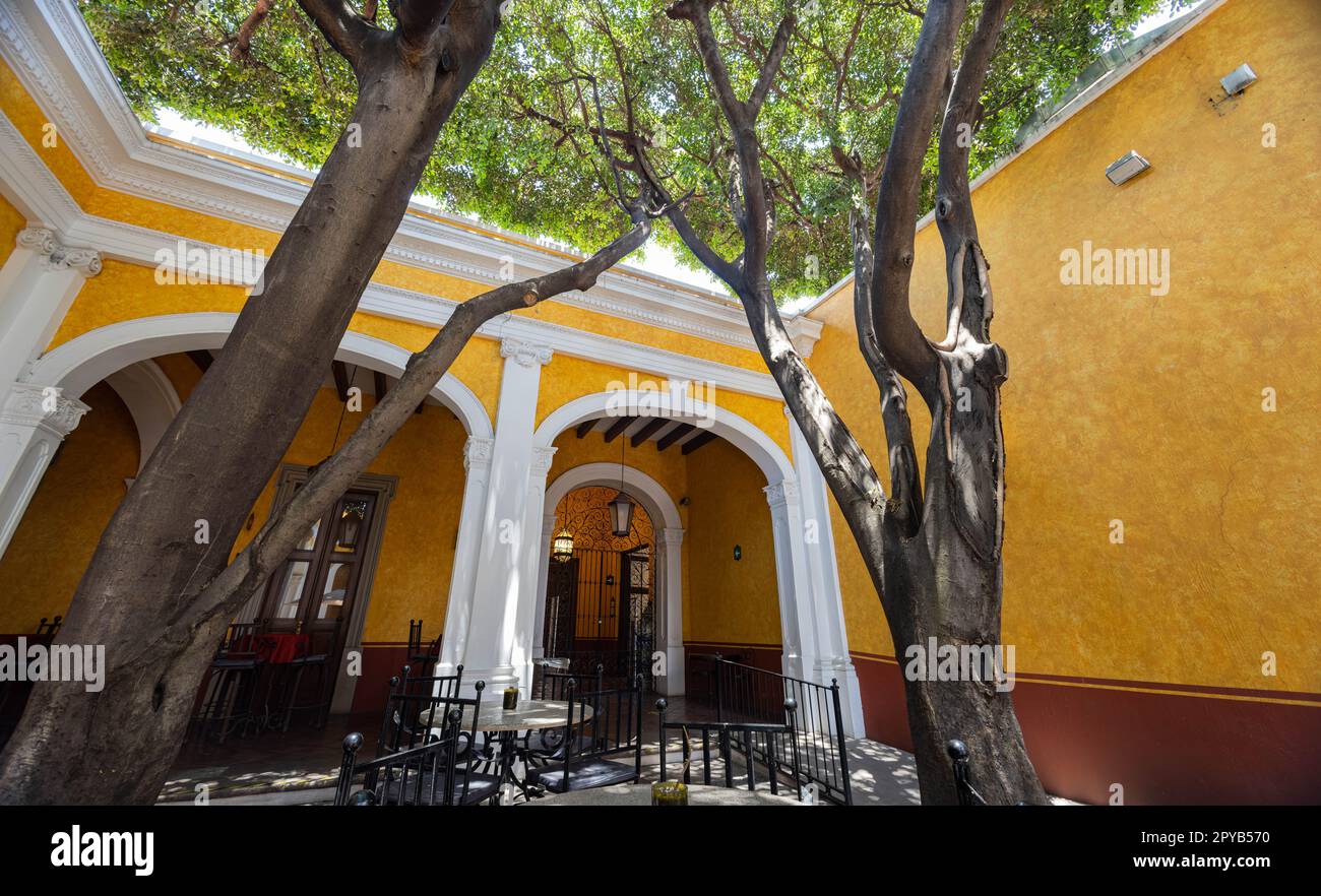 Mexico, APR 23 2023 - Exterior view of the Fabrica la rojena Distillery ...