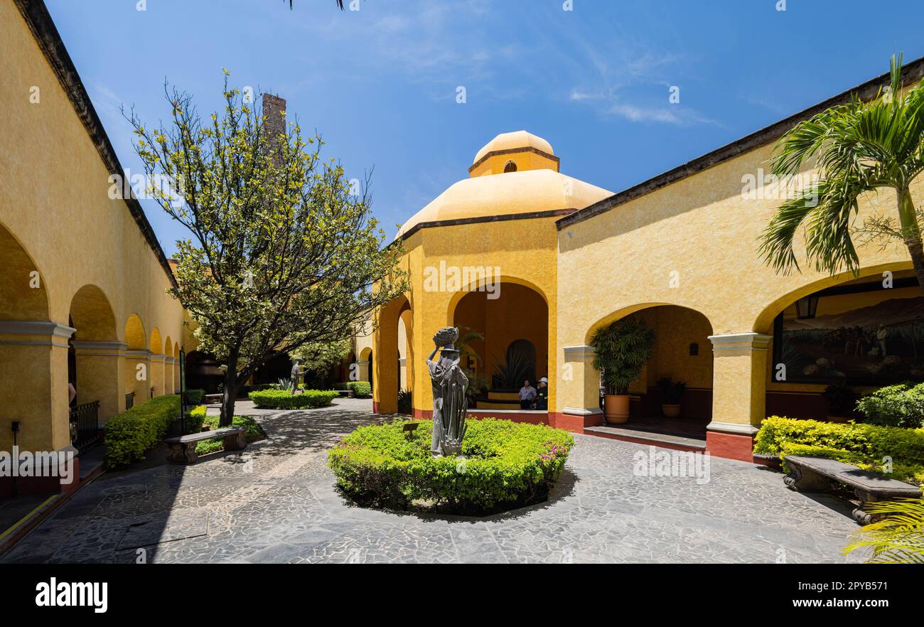 Mexico, APR 23 2023 - Exterior view of the Fabrica la rojena Distillery ...